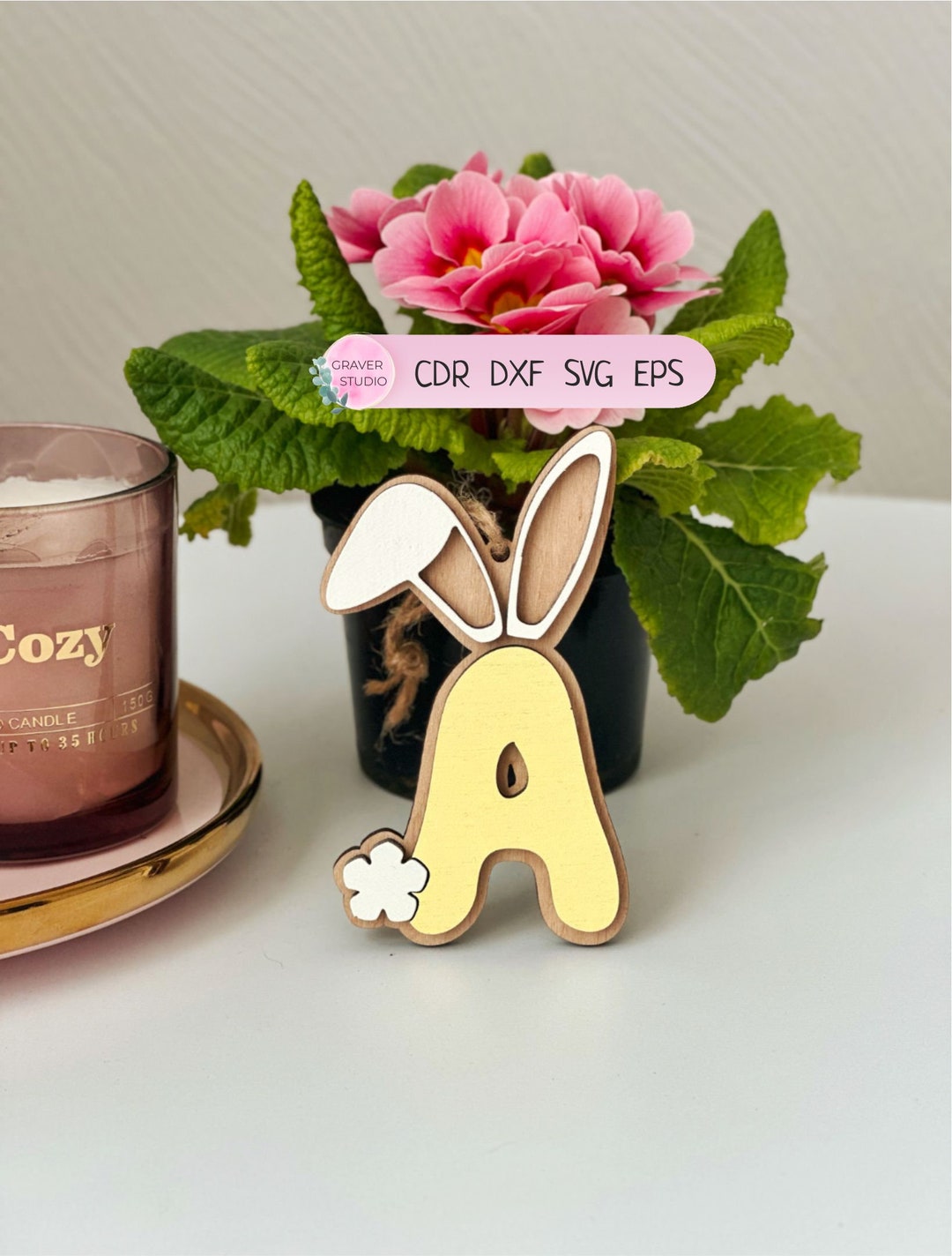 Easter Rabbit Initials,laser Cut File Glowforge,easter Bunny Svg ...