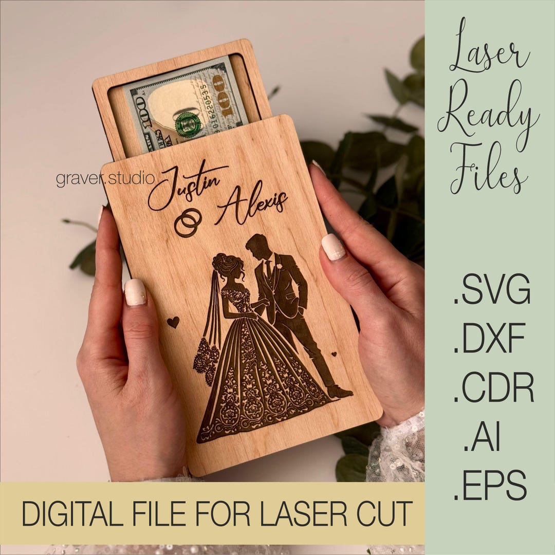 Wedding Gift Envelope for Money, Laser Cutting Project, Files Svg Dxf ...