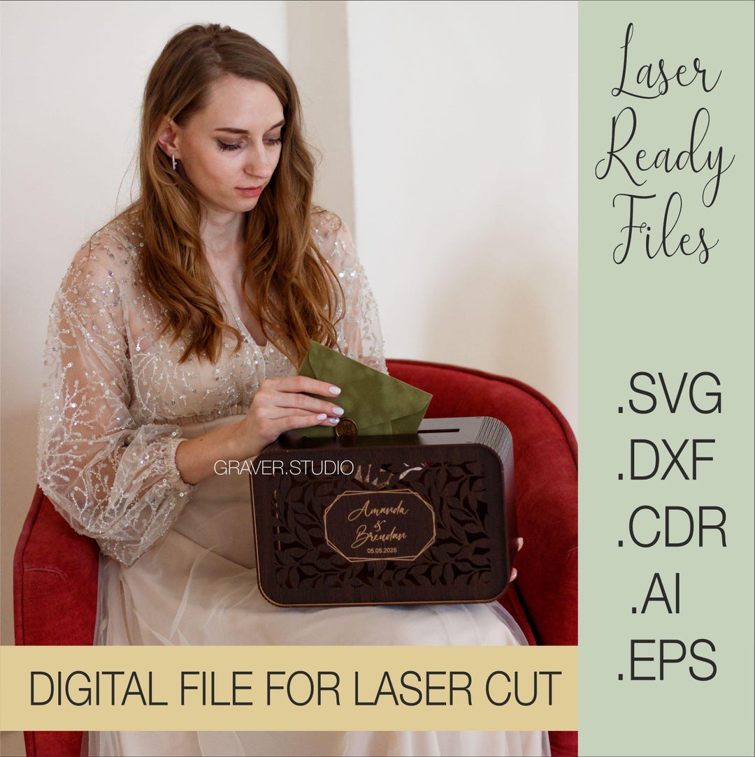 Laser Cut File,wedding Card Box Svg,laser Cutting Project, Svg Dxf Cdr ...