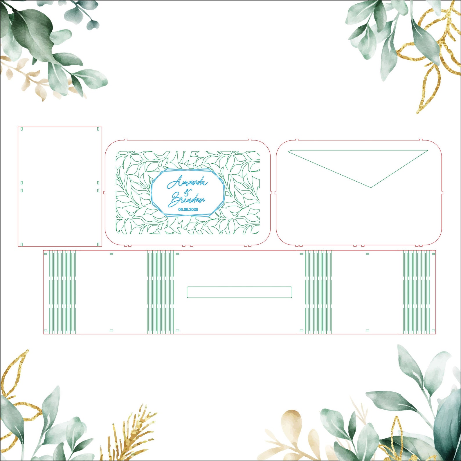 Wedding Card Box Svg,laser Cutting Project, Svg Dxf Cdr Eps Vector ...