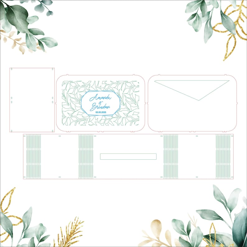 Wedding Card Box Svg,laser Cutting Project, Svg Dxf Cdr Eps Vector ...