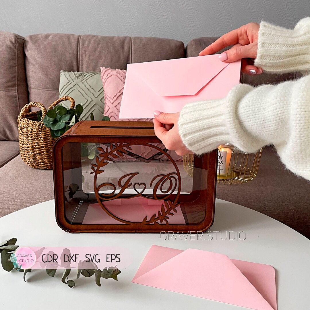 Laser Cut File,wedding Card Box Svg, Laser Cutting Project, Svg Dxf Cdr ...
