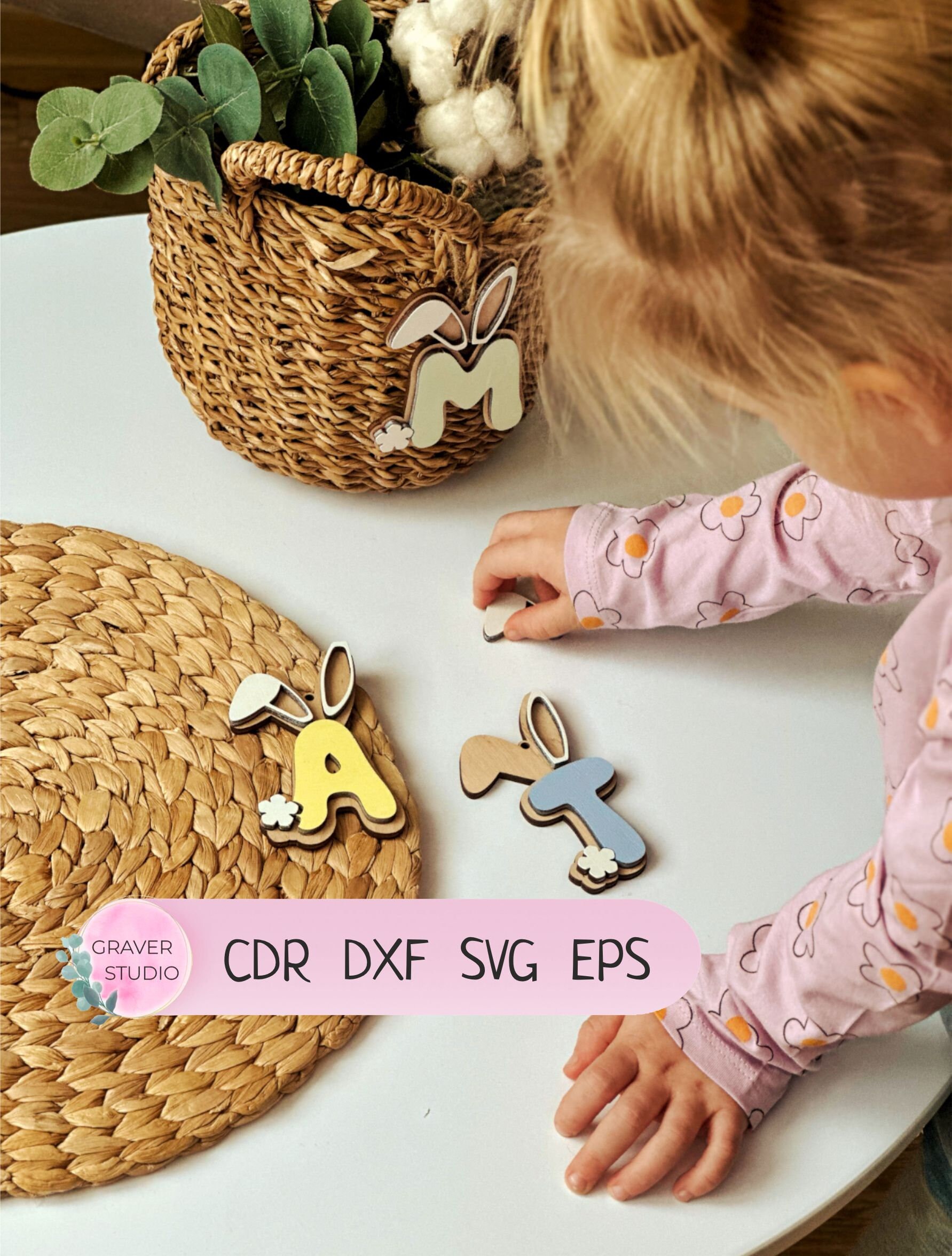 Easter Rabbit Initials,laser Cut File Glowforge,easter Bunny Svg ...