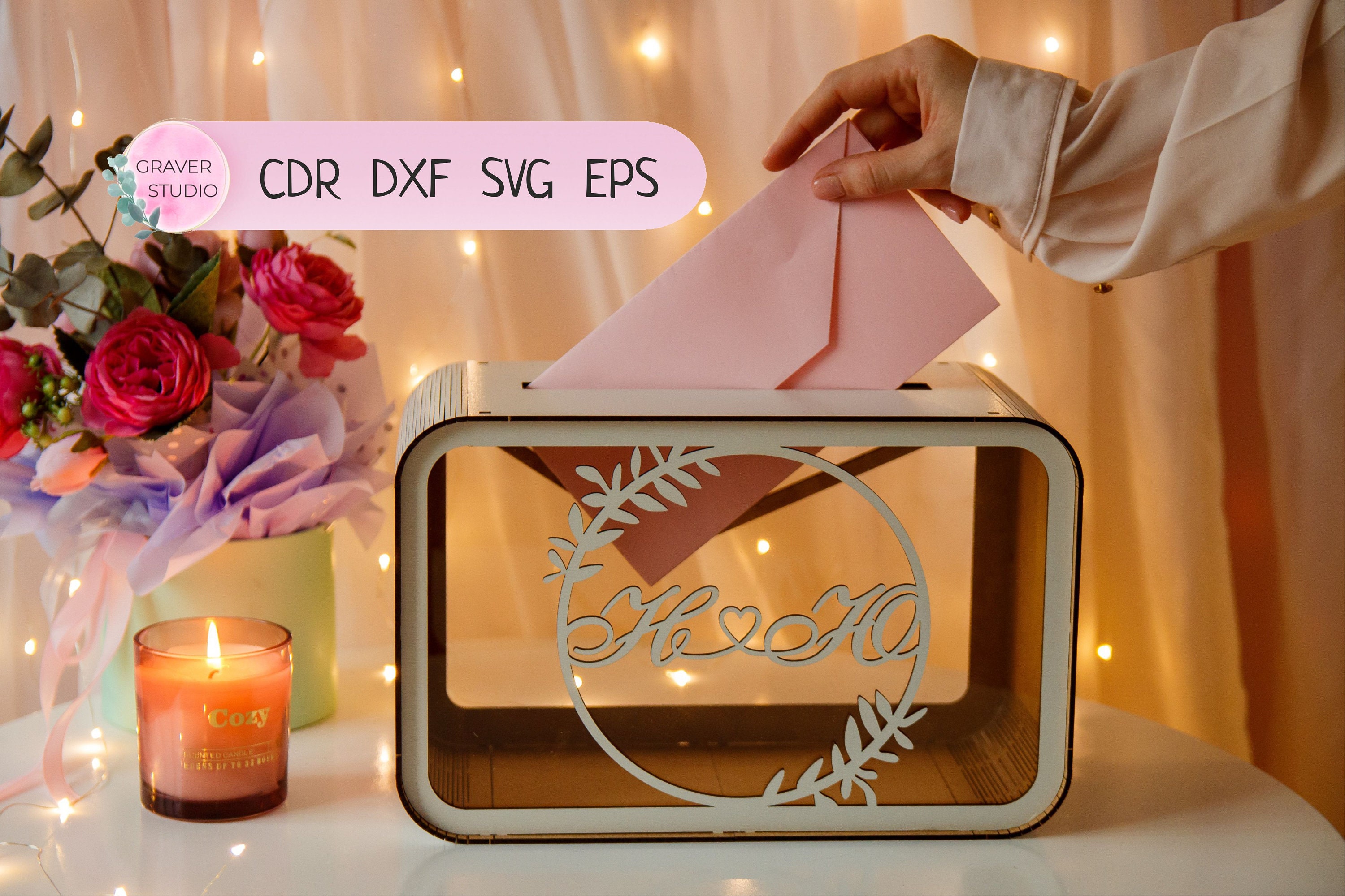 Wedding Card Box Svg Laser Cutting Project Svg Dxf Cdr Eps - Etsy