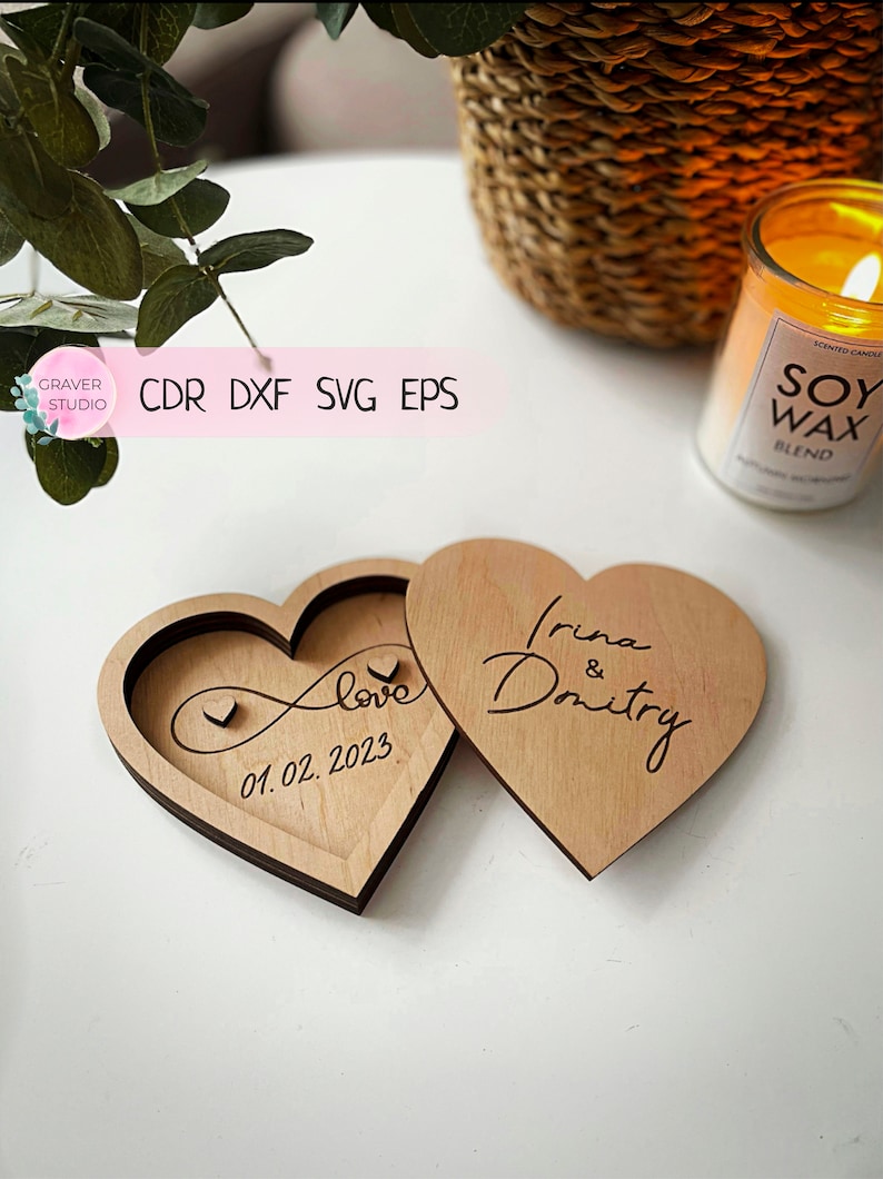 Wedding Heart for Rings, Files Svg Dxf Cdr Eps Vector Plans, Laser ...