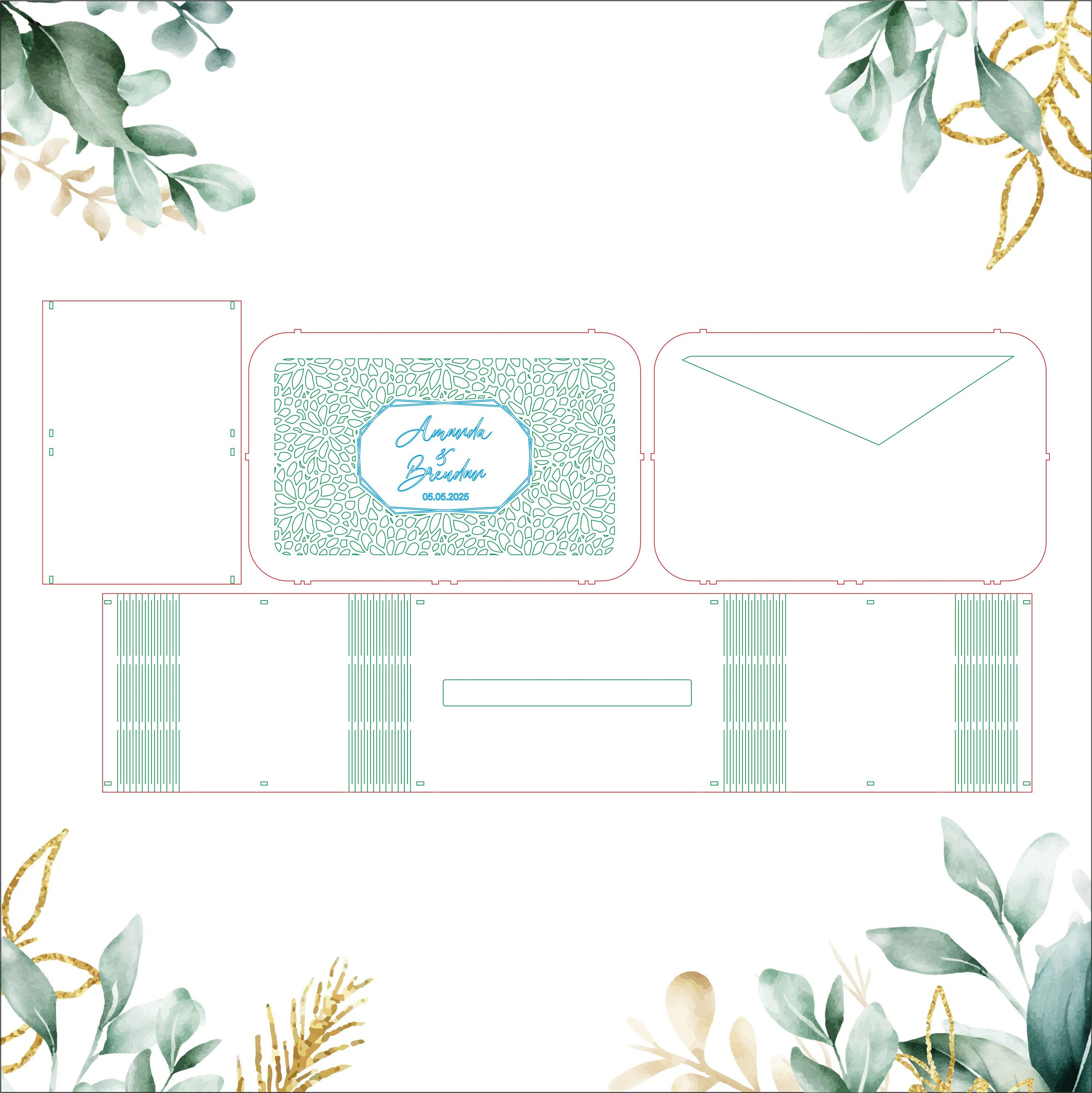 Wedding Card Box Svg,laser Cutting Project, Svg Dxf Cdr Eps Vector ...