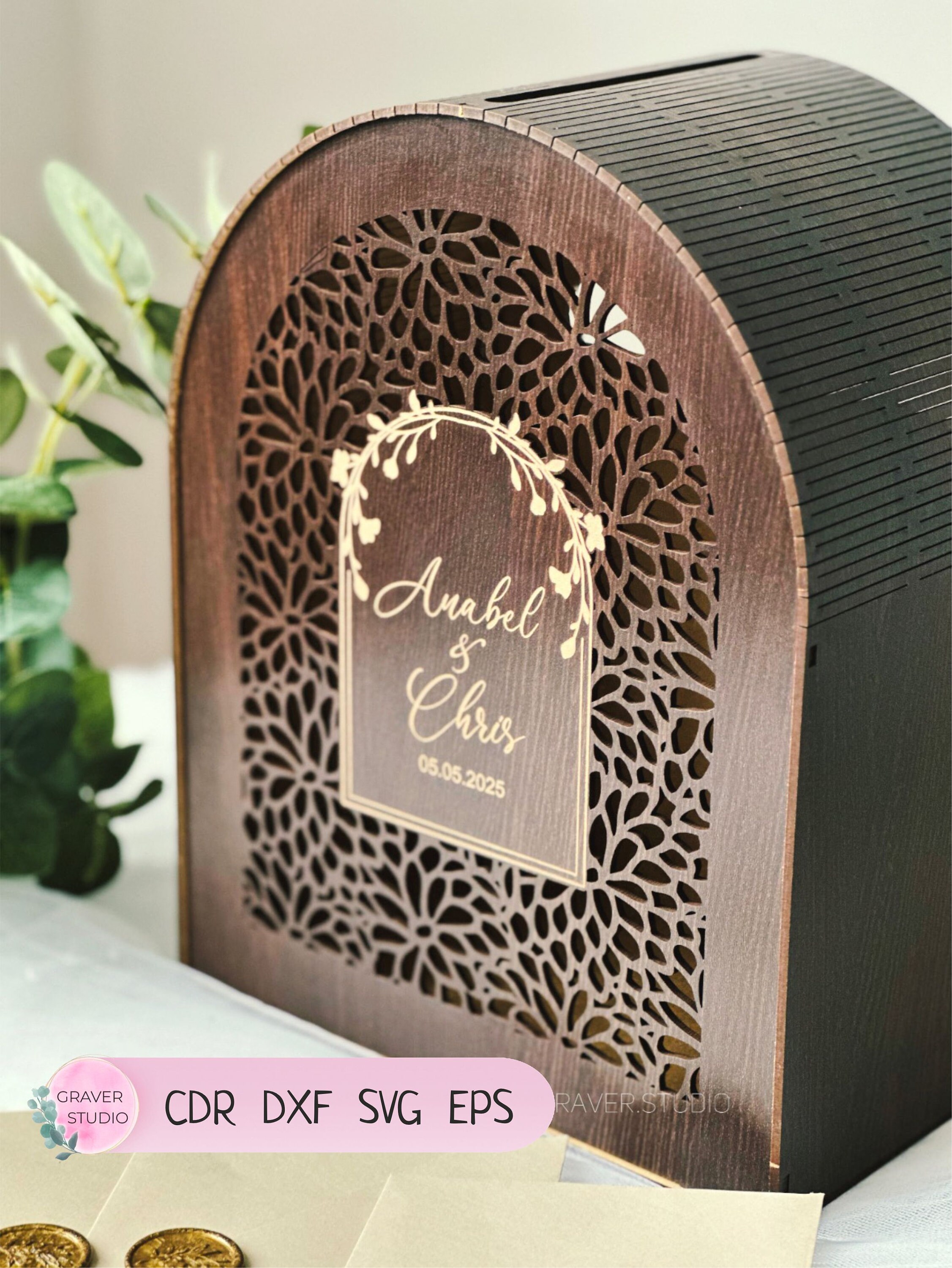 Wedding Card Box Svg, Laser Cutting Project, Svg Dxf Cdr Eps Vector ...
