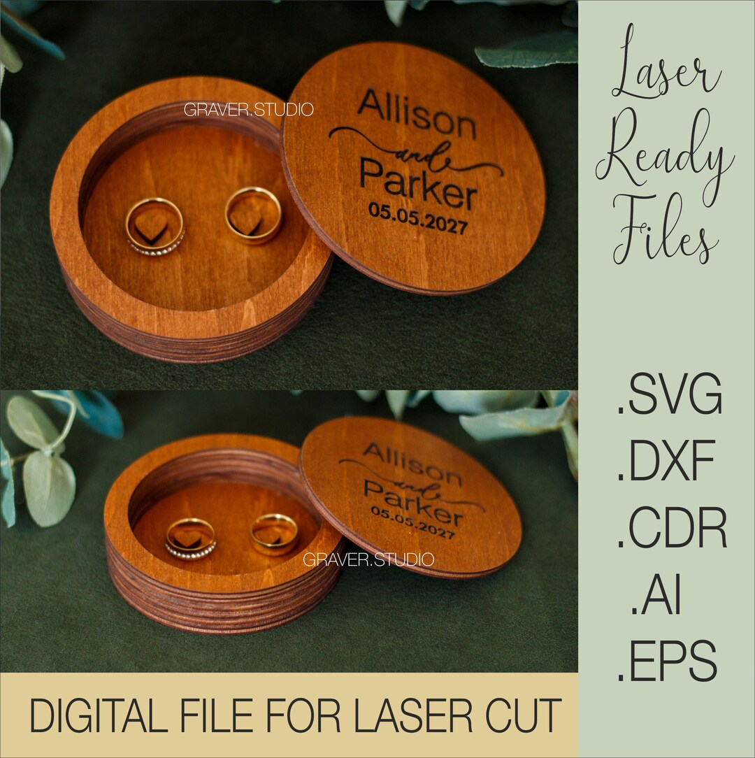 Round Box for Rings, Laser Cutting Project, Files Svg Dxf Cdr Eps ...
