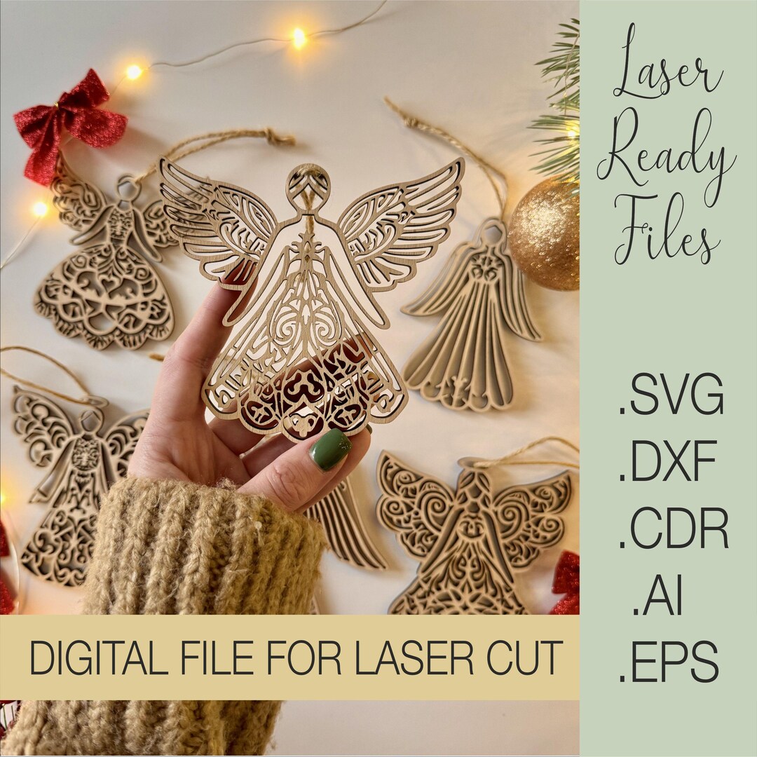 Christmas Laser Cut Files, Christmas Angels Laser Cut, Angel Christmas ...