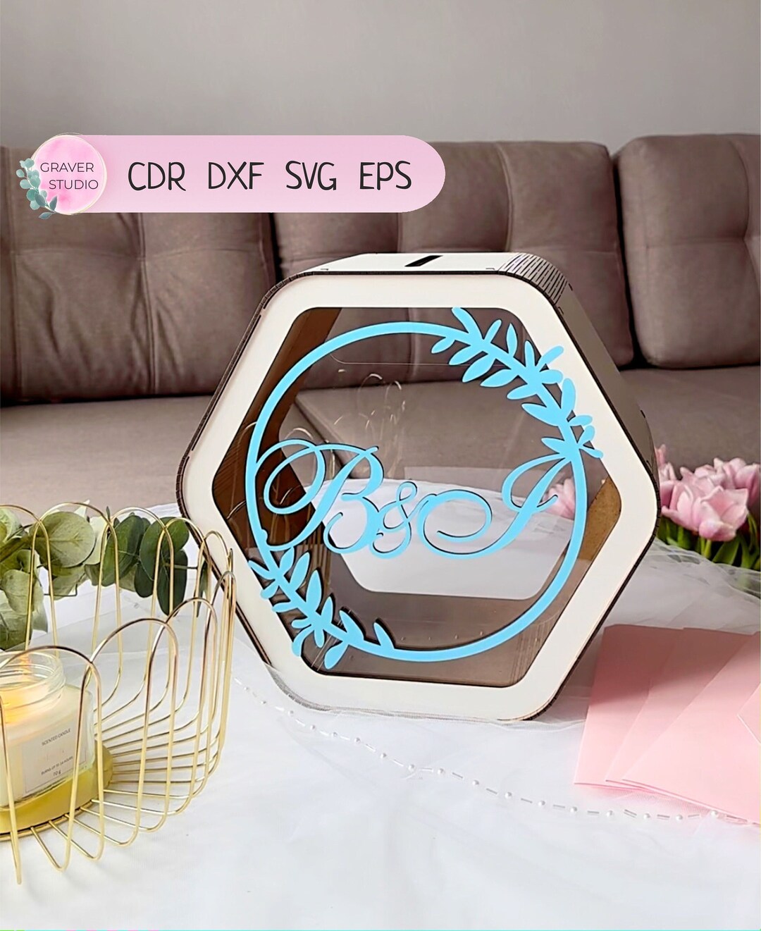 Wedding Card Box Svg, Laser Cutting Project, Svg Dxf Cdr Eps Vector ...