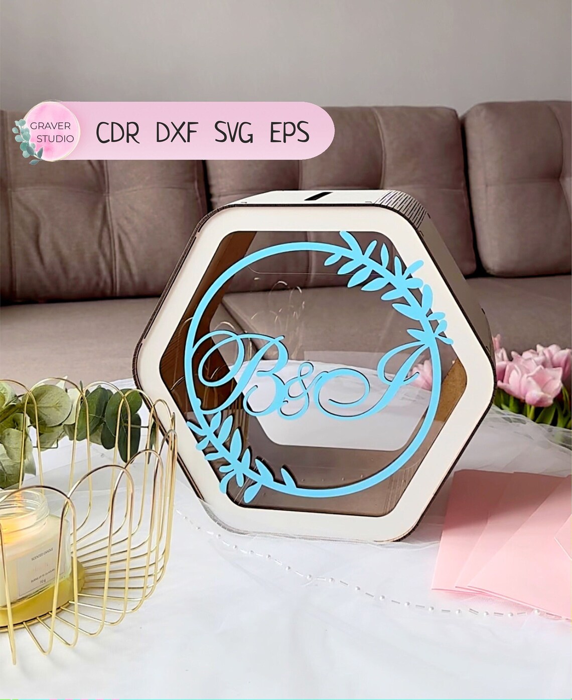 Wedding Card Box Svg, Laser Cutting Project, Svg Dxf Cdr Eps Vector ...