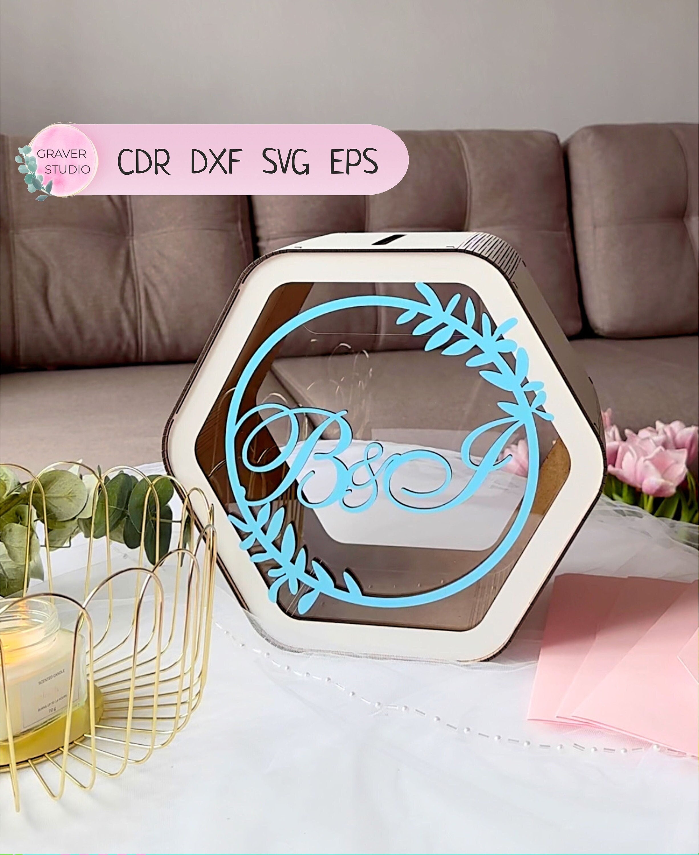 Wedding Card Box Svg, Laser Cutting Project, Svg Dxf Cdr Eps Vector ...