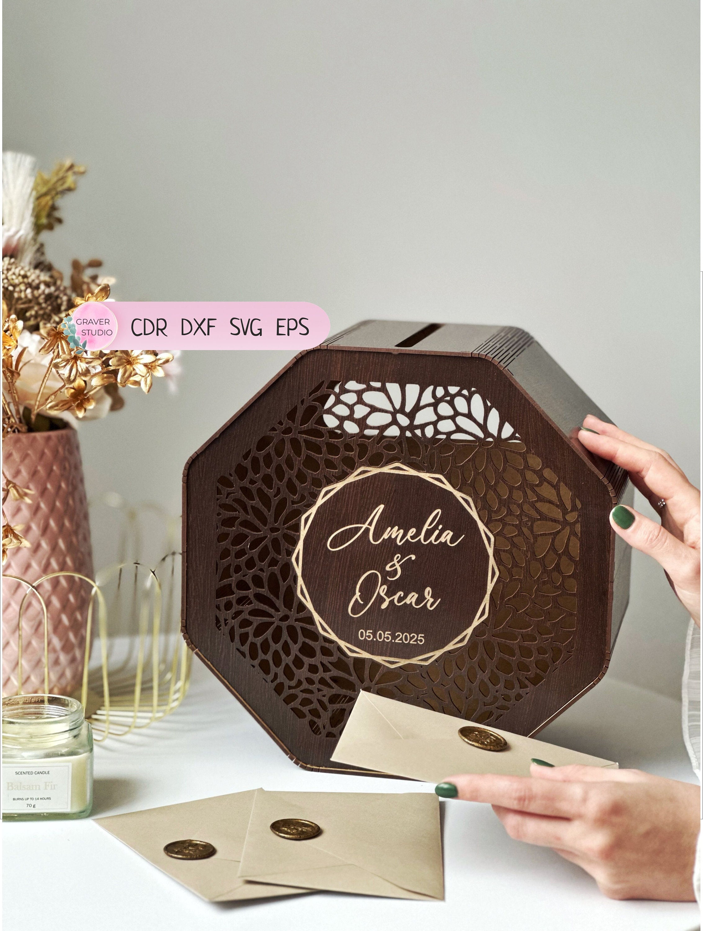 Wedding Card Box Svg,wedding Laser Cut File, Svg Dxf Cdr Eps Vector ...