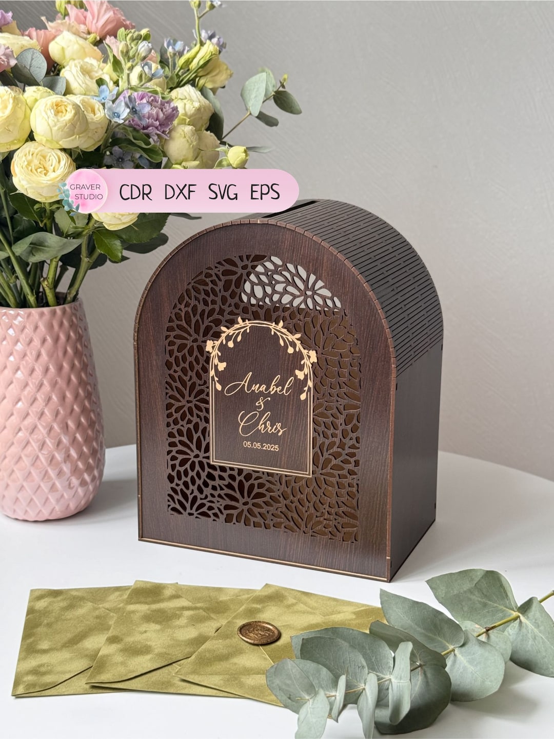 Wedding Card Box Svg, Laser Cutting Project, Svg Dxf Cdr Eps Vector ...