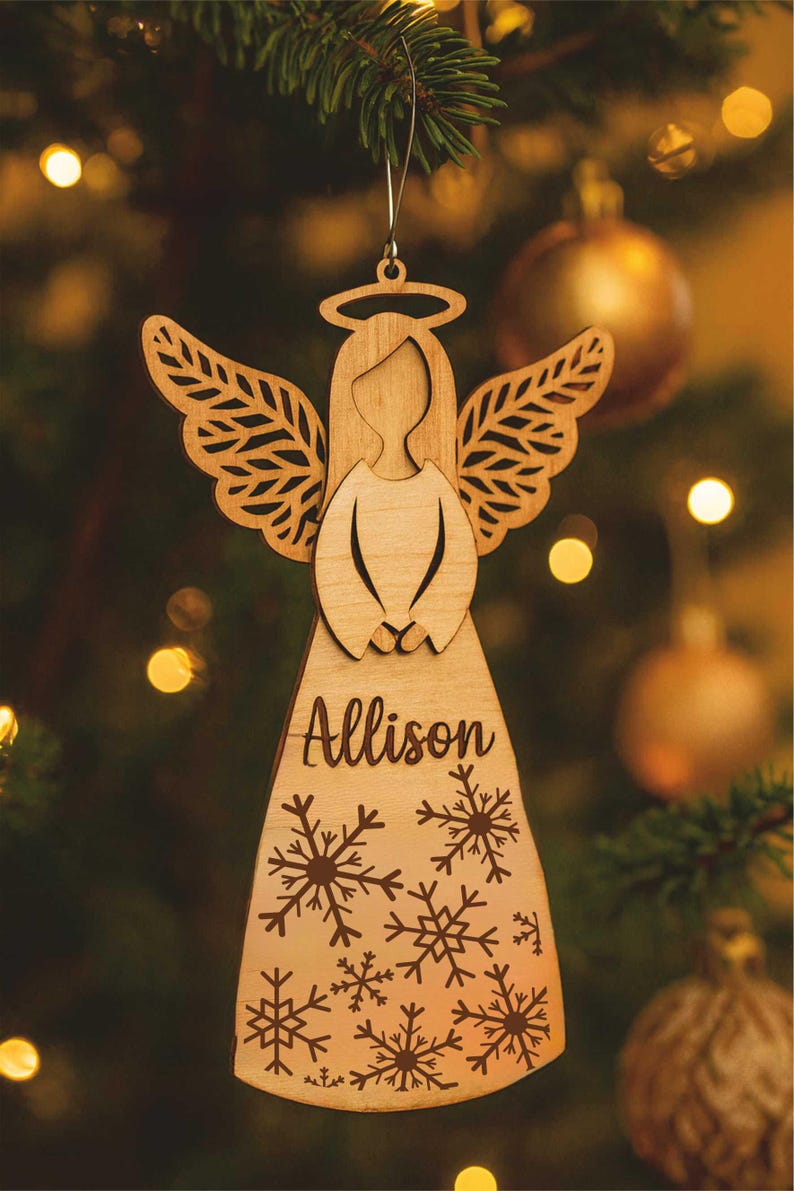 Angel Christmas Ornament SVG, Laser Cut File, Wooden Angel Decoration ...