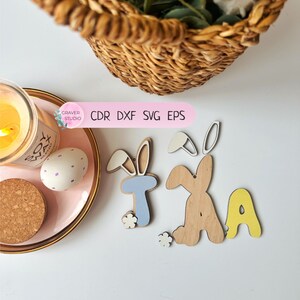 Easter Rabbit Initials,laser Cut File Glowforge,easter Bunny Svg ...