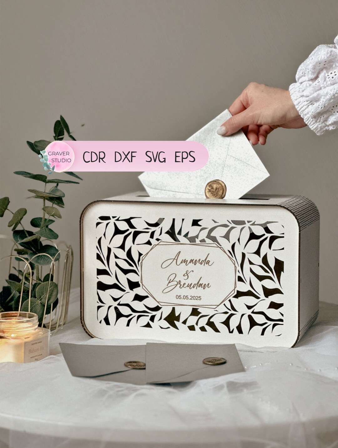 Wedding Card Box Svg,laser Cutting Project,svg Dxf Cdr Eps Vector Plans ...