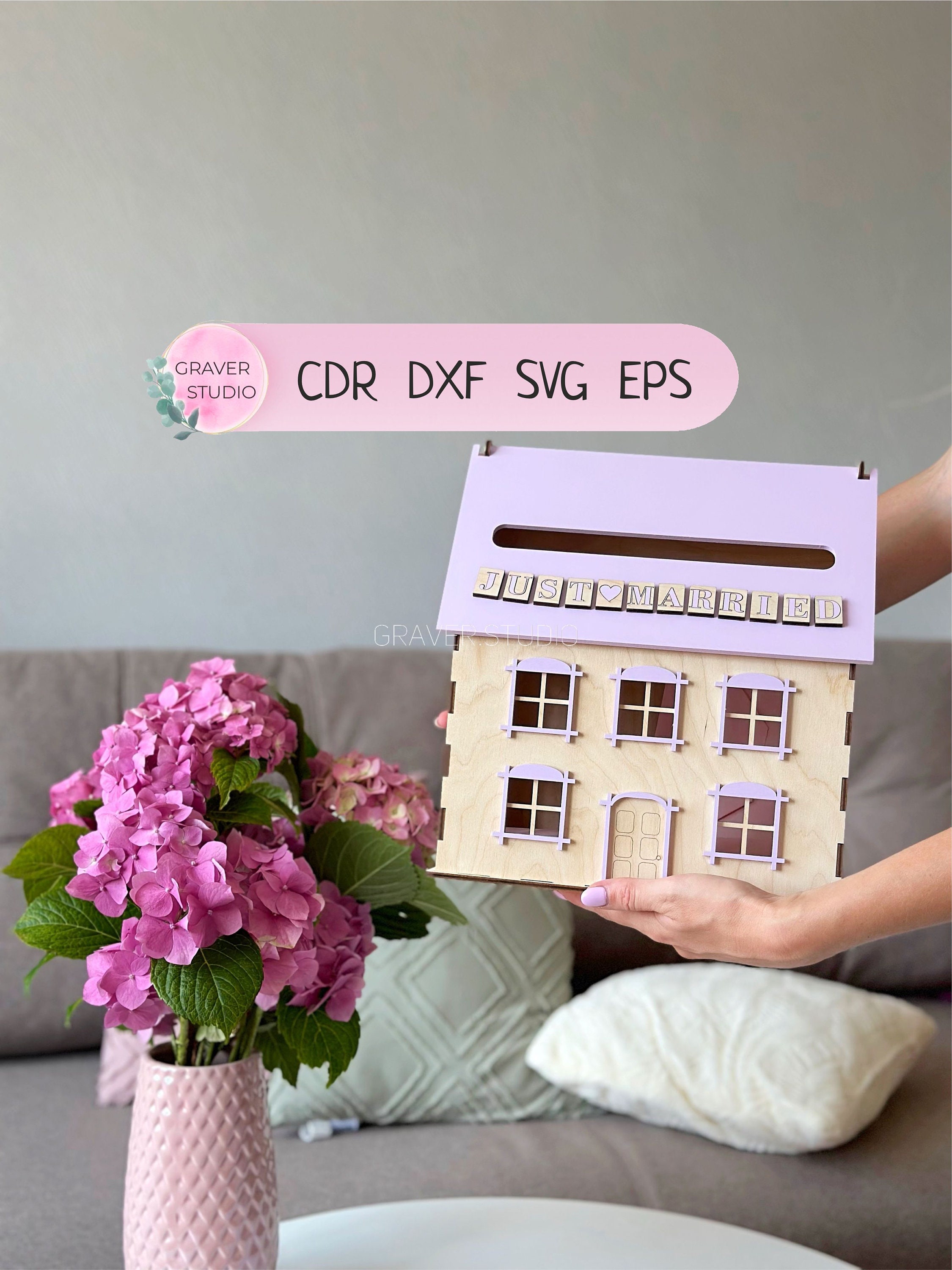 Wedding House Just Married Laser Cutting Project Files Svg - Etsy