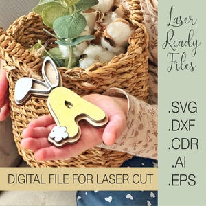 Easter Rabbit Initials,laser Cut File Glowforge,easter Bunny Svg ...