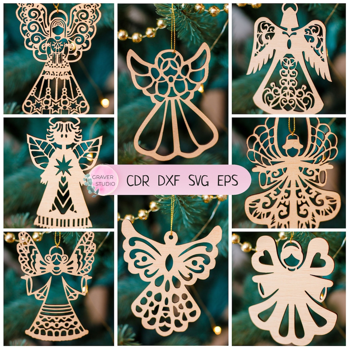 Angel Dxf, Christmas Laser Cut Files, Christmas Angels Laser Cut, Angel ...