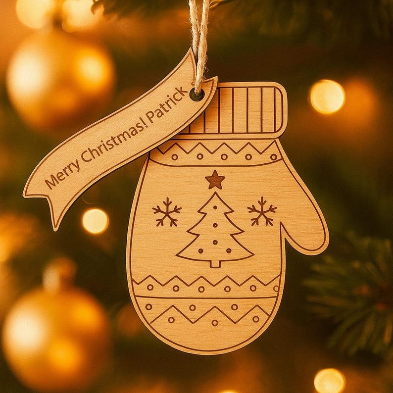 Christmas Mitten Ornament Laser Cut File, Wooden Xmas Decoration Svg ...