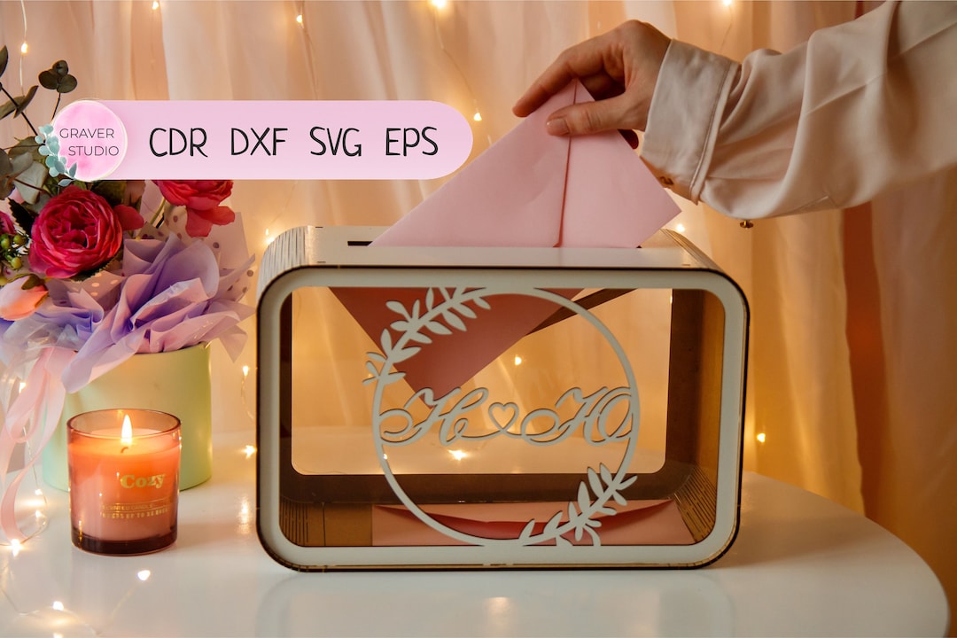 Wedding Laser File,wedding Card Box Svg, Laser Cutting Project, Svg Dxf ...