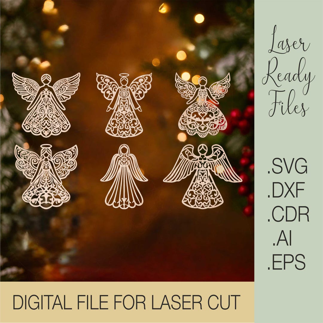 Christmas Angel Ornaments SVG | Laser Cut Files for Glowforge Cricut ...