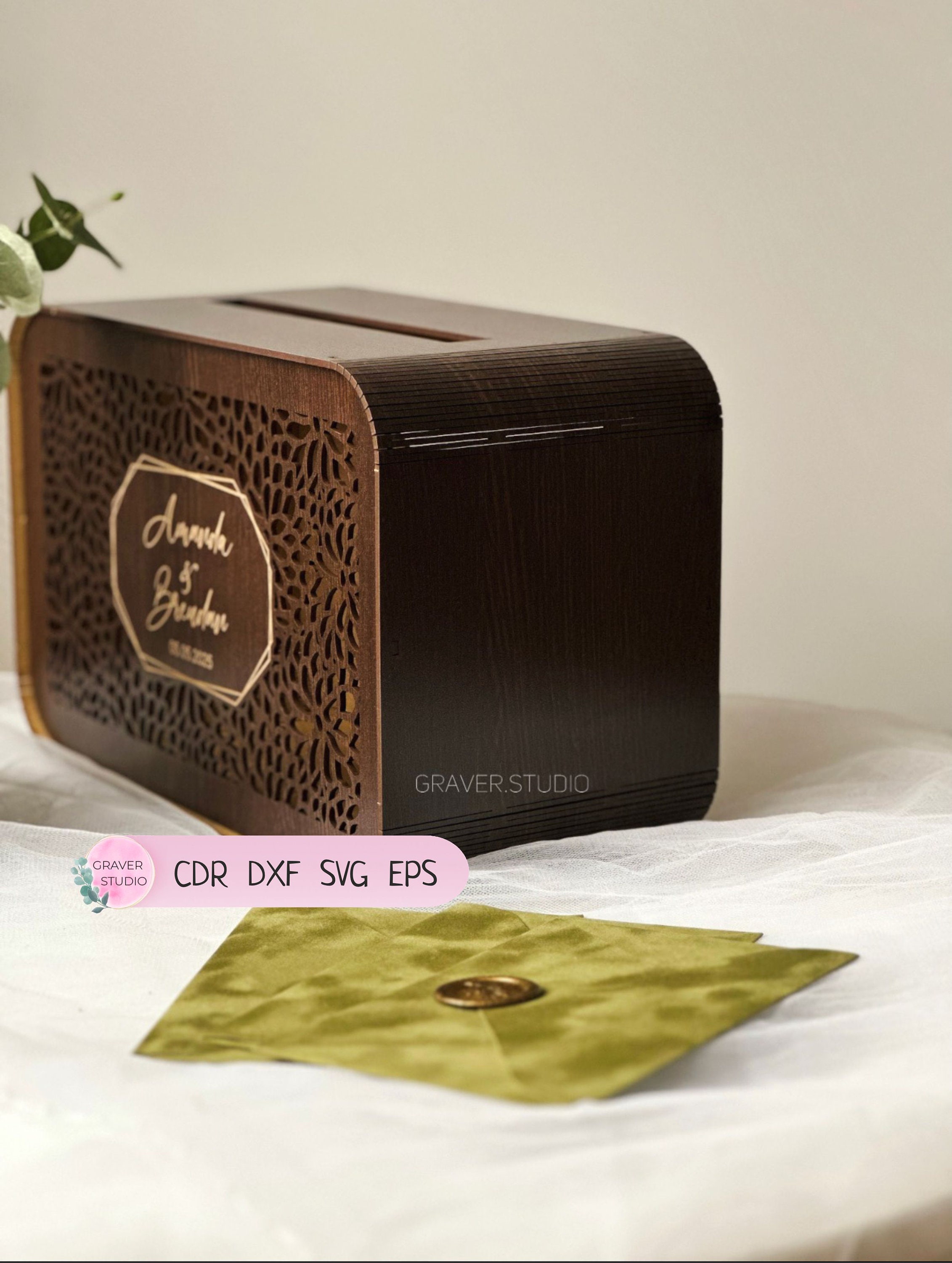 Wedding Card Box Svg,laser Cutting Project,svg Dxf Cdr Eps Vector Plans ...