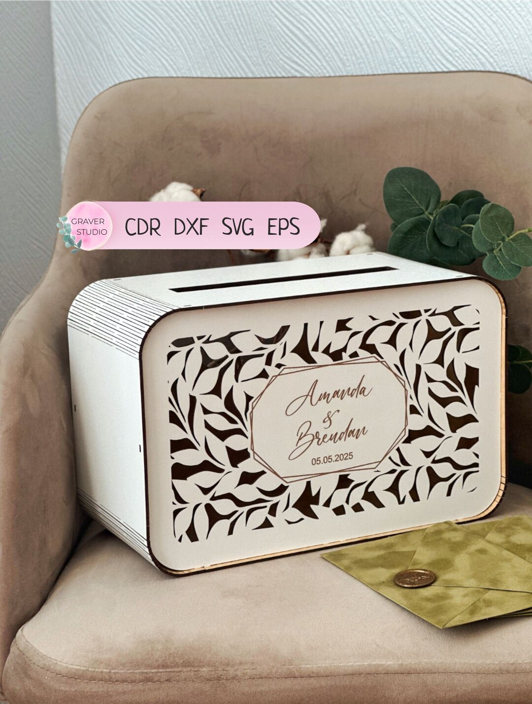 Wedding Card Box Svg,laser Cutting Project,svg Dxf Cdr Eps Vector Plans ...