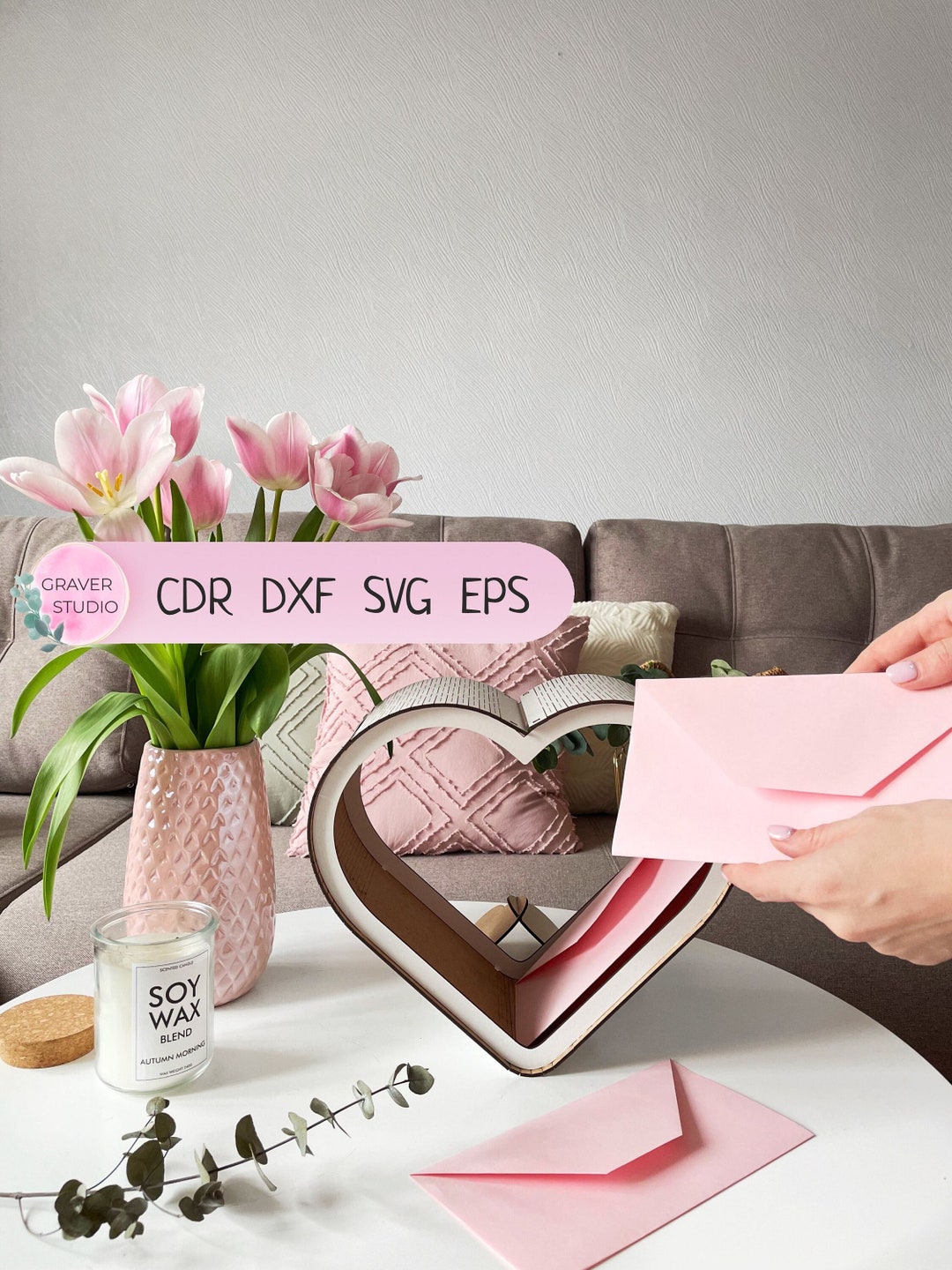 Heart With Acrylic , Files Svg Dxf Cdr Eps Vector Plans, Laser Cutting ...