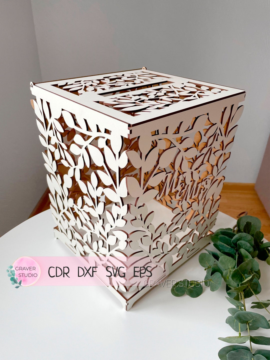 Wedding Card Box Svg, Laser Cutting Project, Svg Dxf Cdr Eps Vector ...