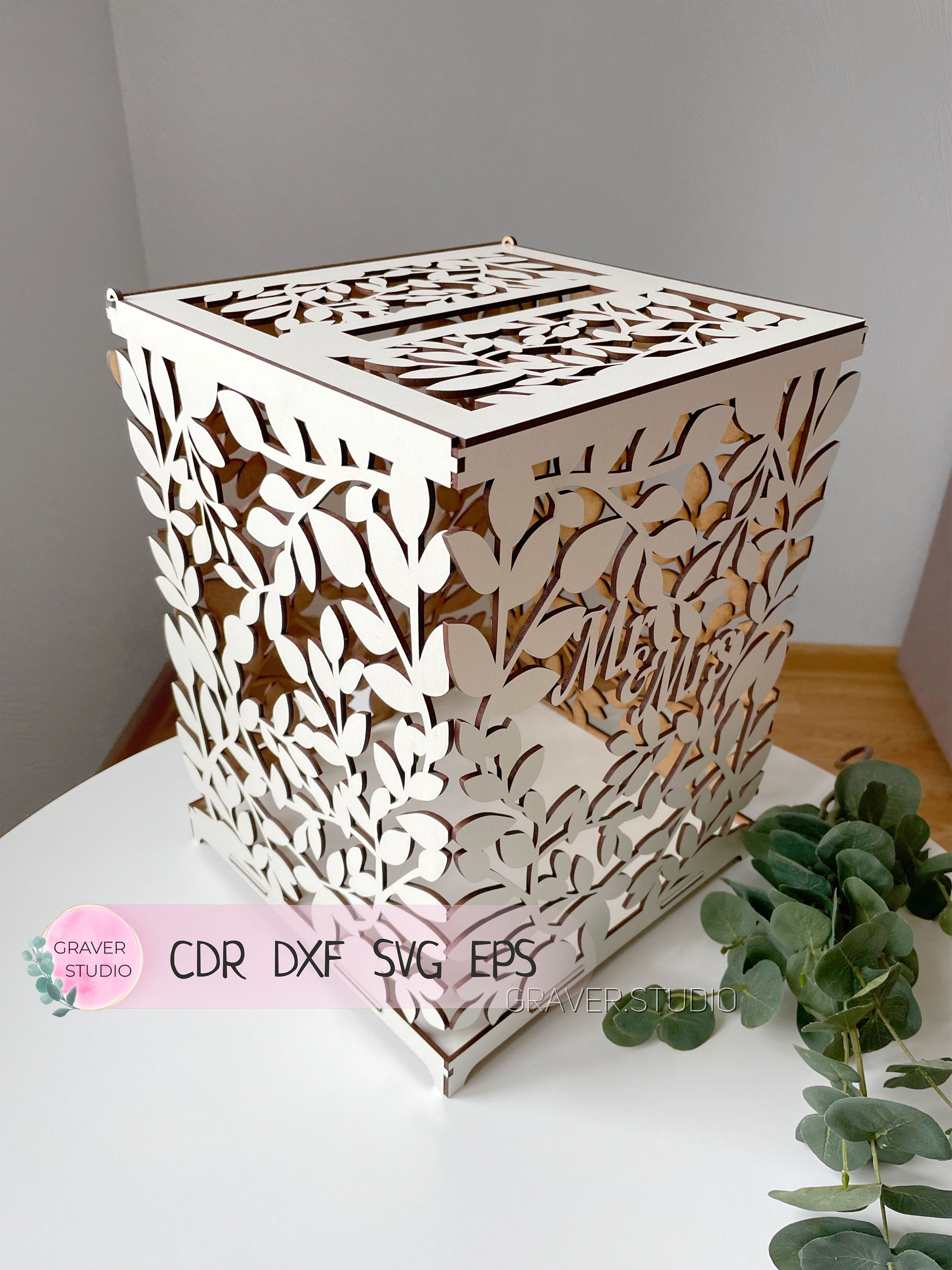 Wedding Card Box Svg Laser Cutting Project Svg Dxf Cdr Eps - Etsy