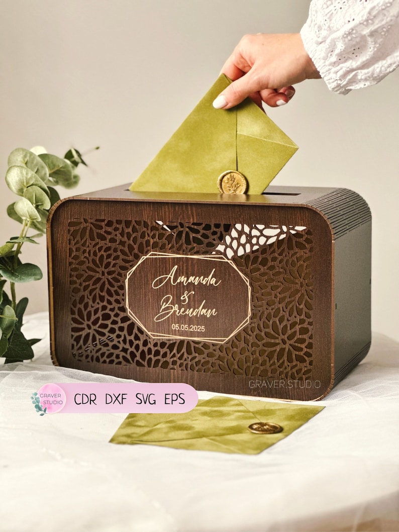 Wedding Card Box Svg,wedding Laser Cut File,svg Dxf Cdr Eps Vector ...