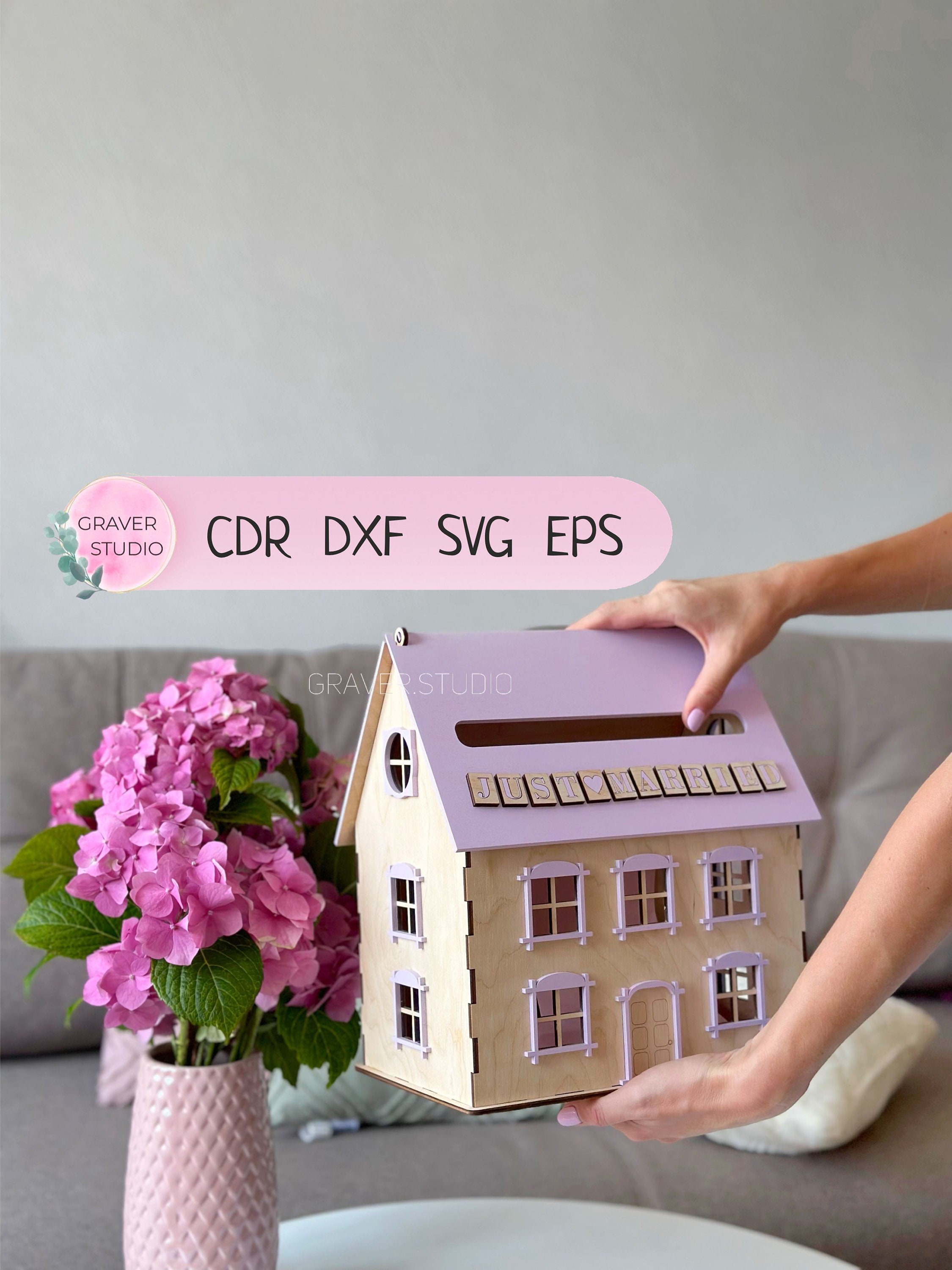 Wedding House Just Married Laser Cutting Project Files Svg - Etsy
