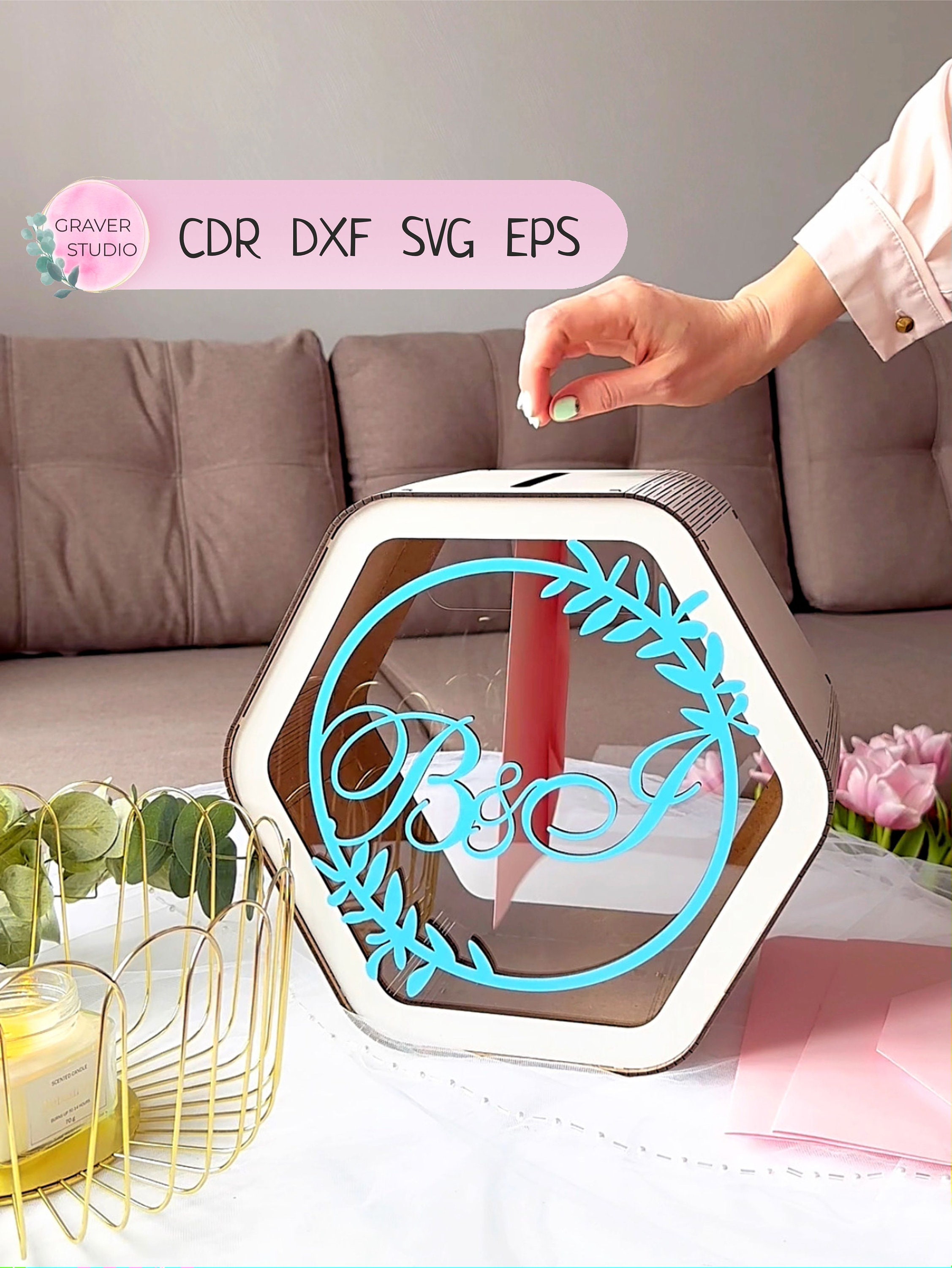 Wedding Card Box Svg, Laser Cutting Project, Svg Dxf Cdr Eps Vector ...