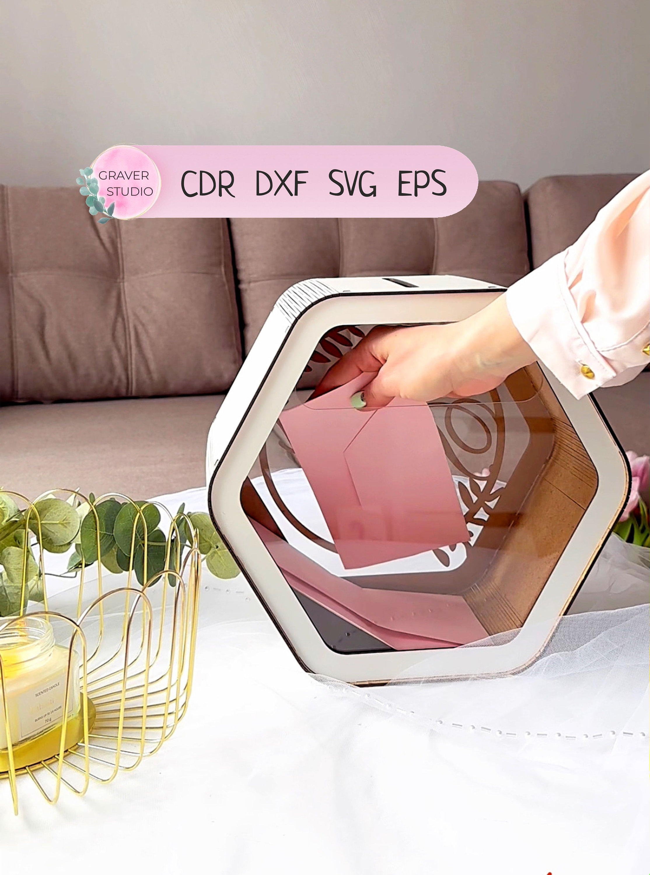 Wedding Card Box Svg, Laser Cutting Project, Svg Dxf Cdr Eps Vector ...