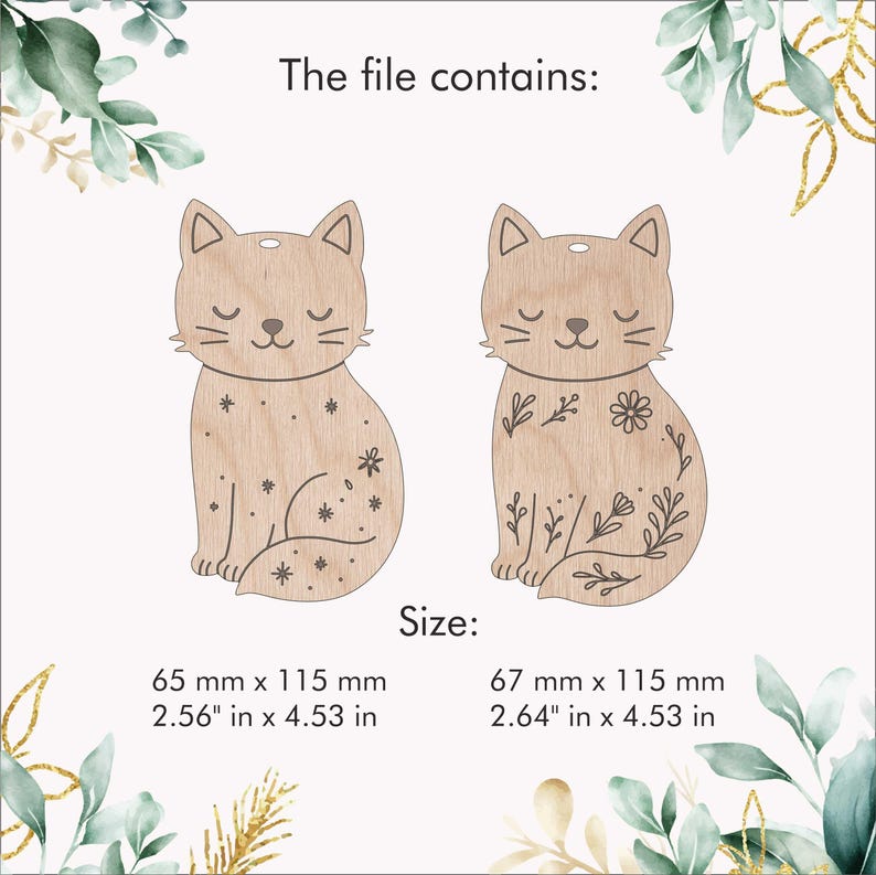 Wood Cat Ornament Laser Cut File, Personalized Christmas Decoration ...