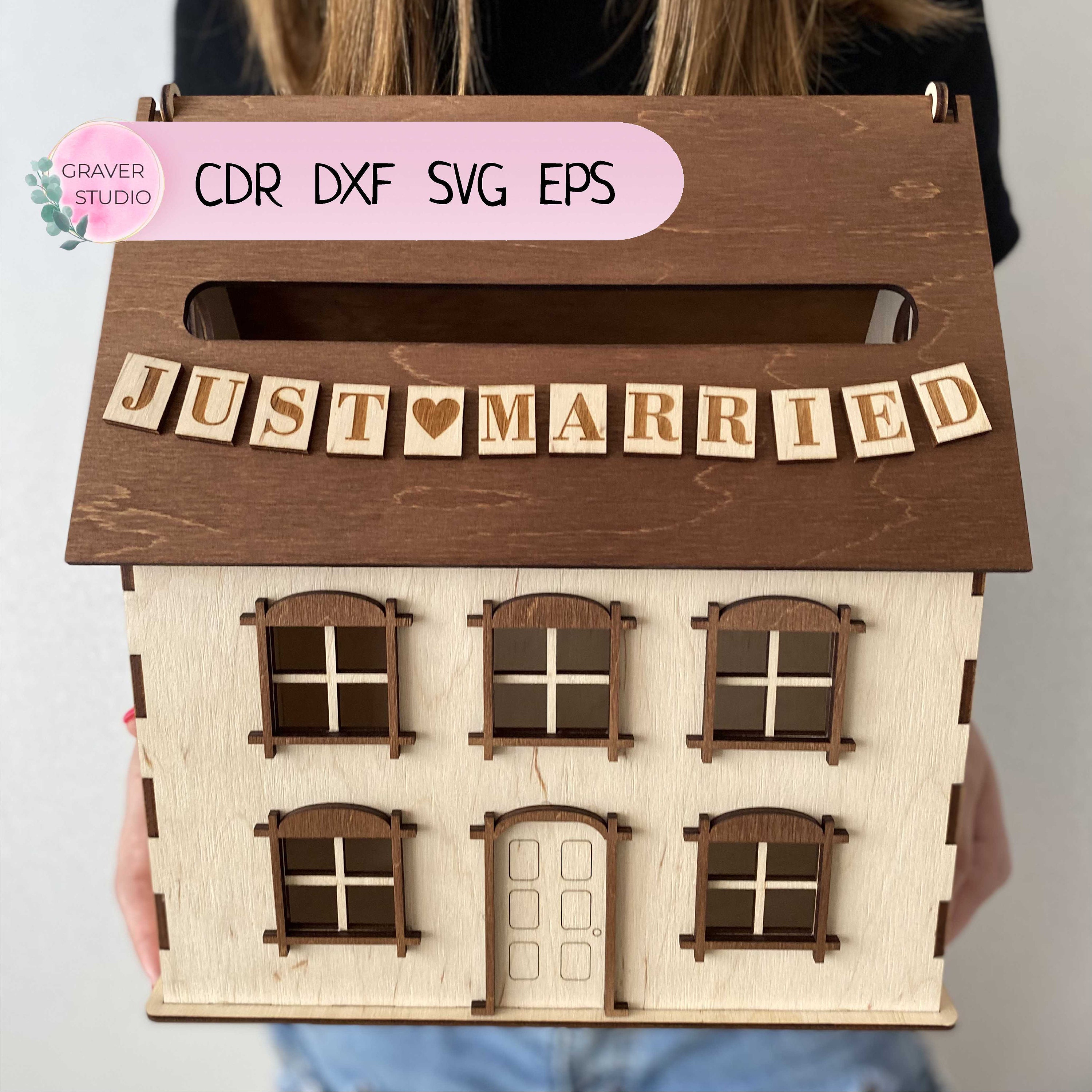 Wedding House Just Married, Laser Cutting Project, Files Svg Dxf Cdr ...