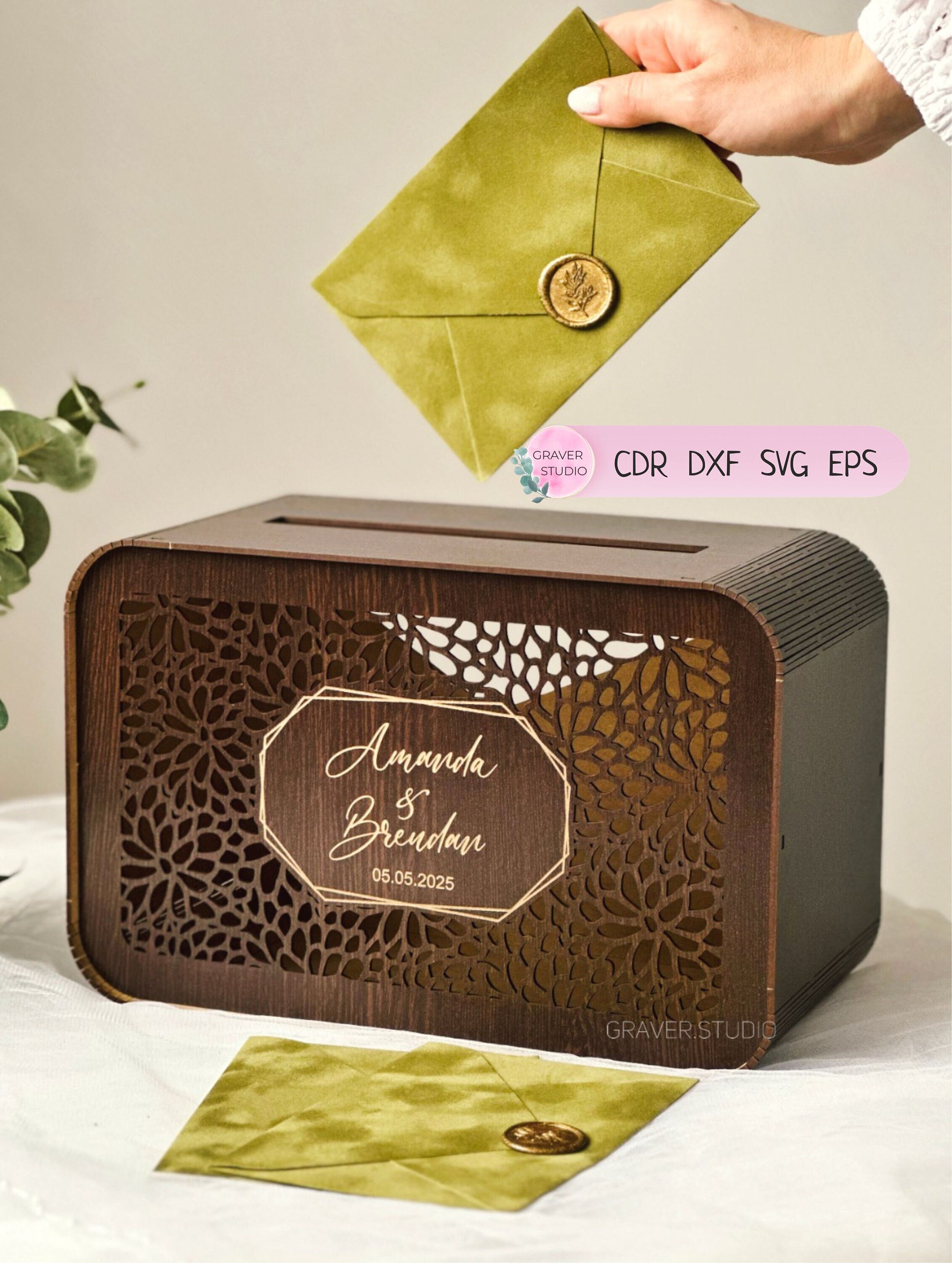 Wedding Card Box Svg,laser Cutting Project, Svg Dxf Cdr Eps Vector ...