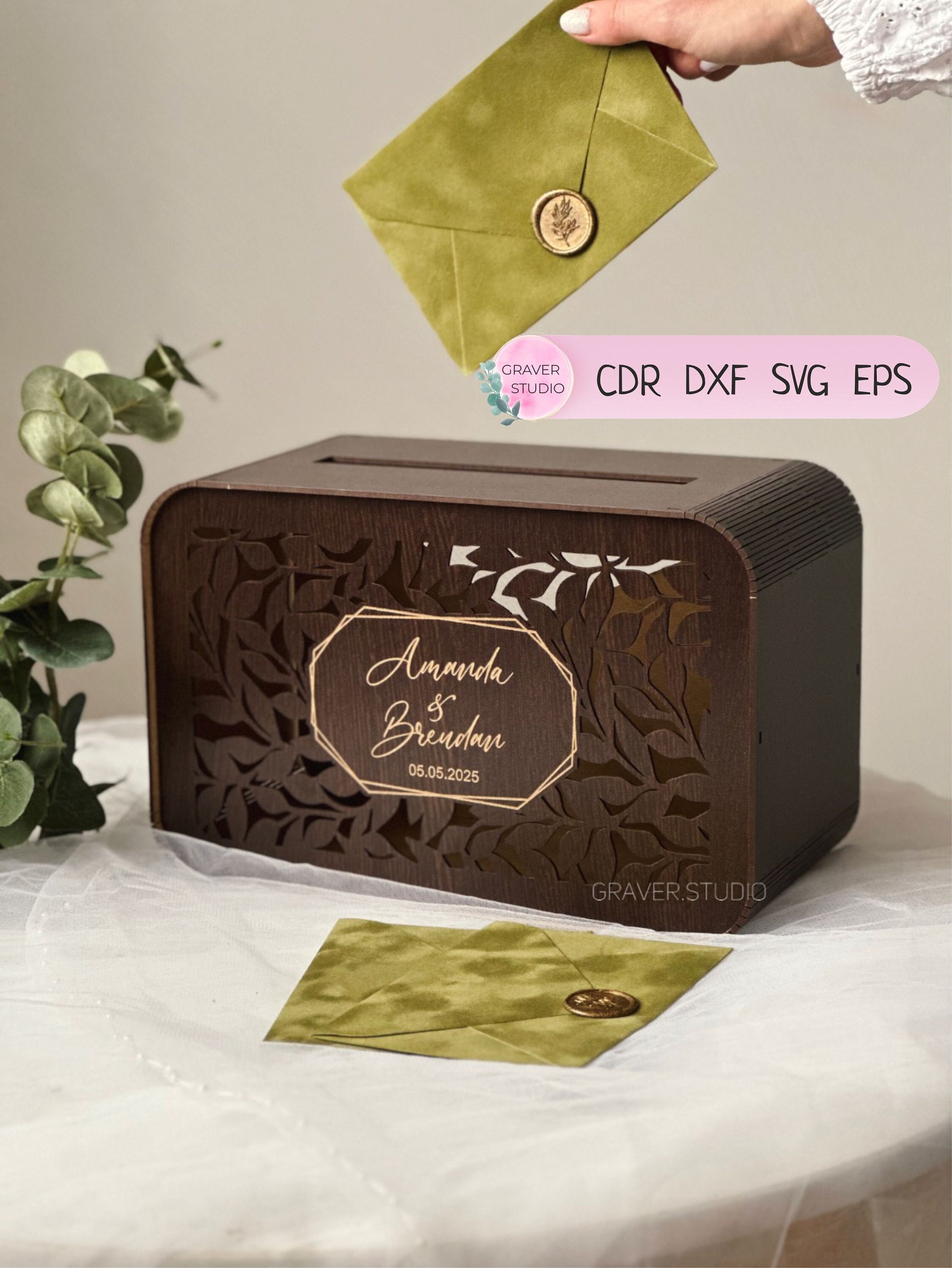 Wedding Card Box Svg,laser Cutting Project, Svg Dxf Cdr Eps Vector ...