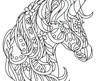 Unicorn Mandala Coloring Page - Etsy