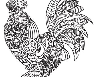 Rooster Single Coloring Page - Etsy