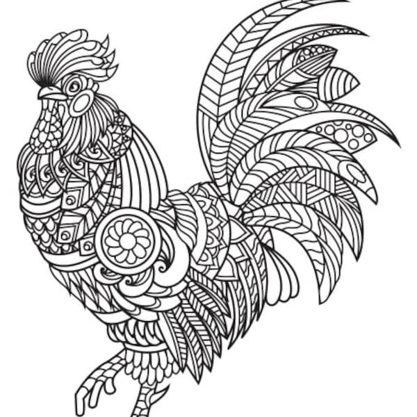 Rooster Mandala Svg - Etsy