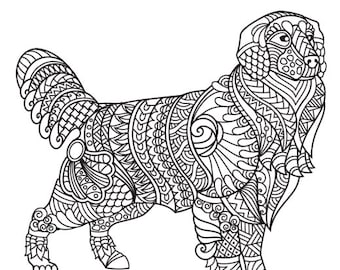 Golden Retriever Coloring Page - Etsy UK