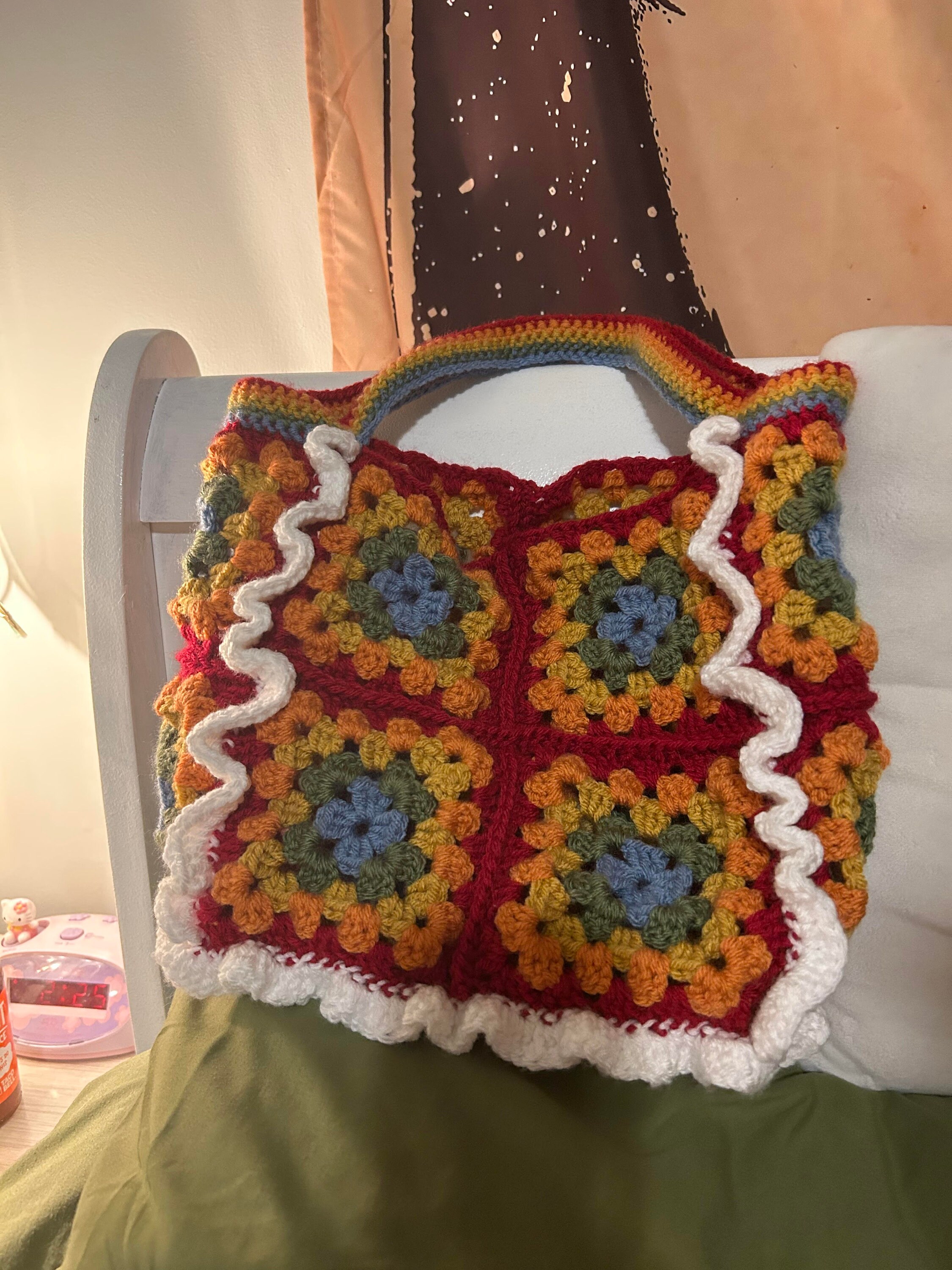 Rainbow Granny Square Crochet Handbag, Handmade, Gift for Her, Pride ...