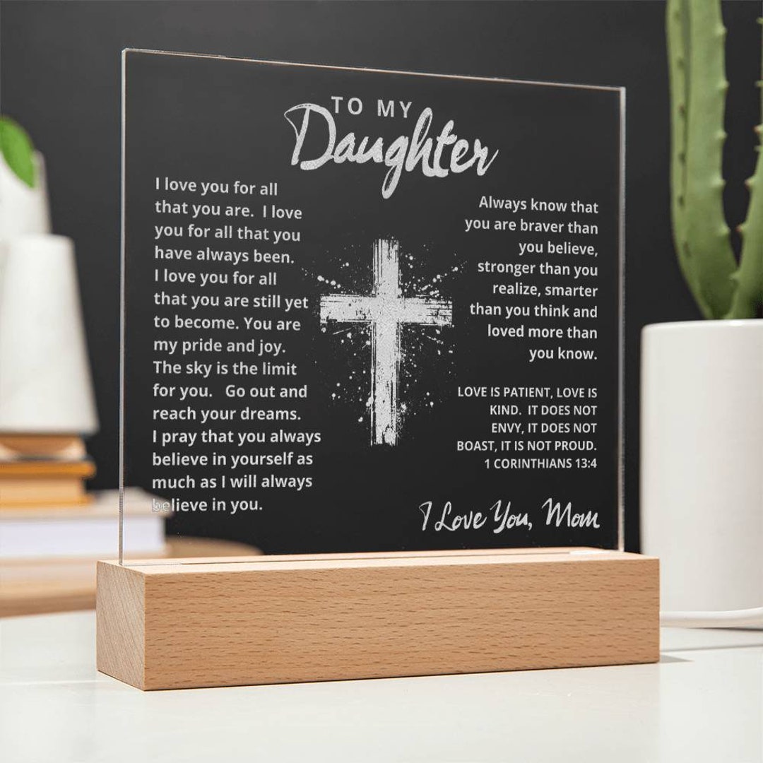 Engraved Acrylic Plaque: Daughter Gift From Mom With LED Base - Etsy