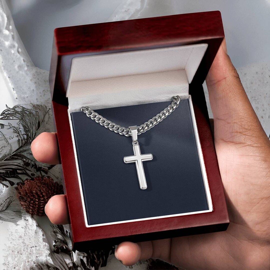 Custom Cross Necklace, Mens Cross Necklace, Personalized Cross Necklace ...