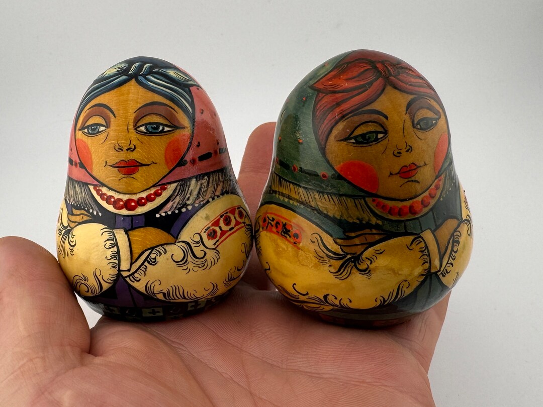 Vintage 2 Ukrainian Wooden Hand-painted Pysanky Easter Eggs - Etsy