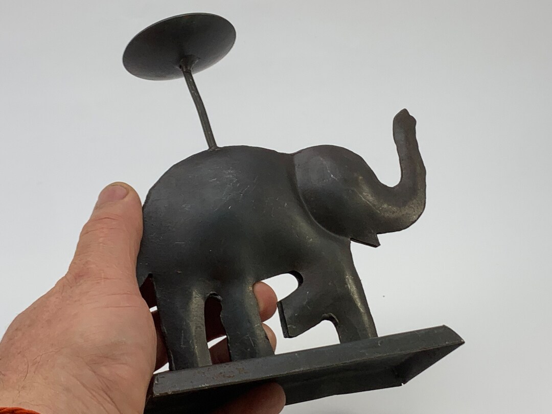 Vintage Metal Candlestick Elephant - Etsy