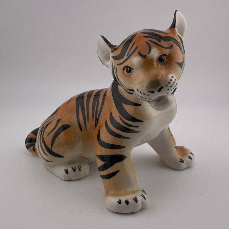 Porcelain Tiger Figurine - Etsy